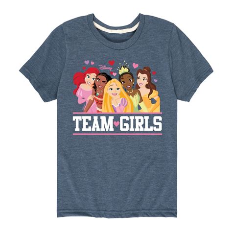 Disney Princess Team Girls Valentines Day Youth Short Sleeve