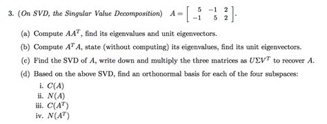 Solved On Svd The Singular Value Decomposition Chegg