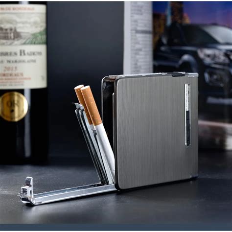 20 Sticks Metal Electronic Usb Cigarette Case Lighters Charging