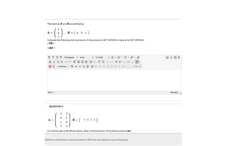 Solved The Matrices A And B Are Defined By A Ba Bc
