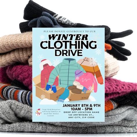 Winter Clothing Drive Flyer Template Digital Download 85 X 11