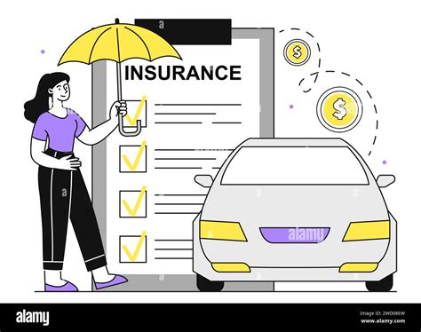 Car Insurance Vector Linear Concept Stock Vector Image And Art Alamy