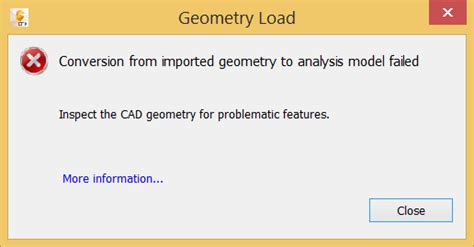 Simulation CFD中出现错误从导入的几何转换到分析模型失败