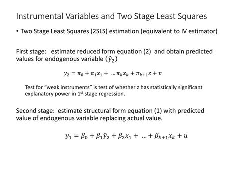 Instrumental Variables And Two Stage Least Squares Ppt Download