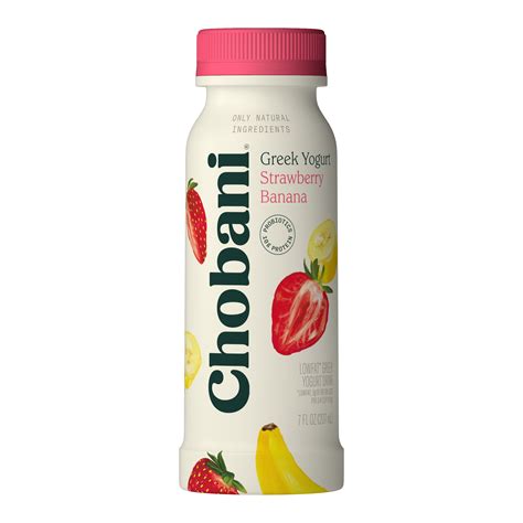 Chobani Greek Yogurt Drink Strawberry Banana 7 Oz Bottle