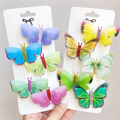 5 개 대 다채로운 나비 헤어핀 헤어 클립 여성 머리 장식 머리 장식 패션 헤어 액세서리 Aliexpress