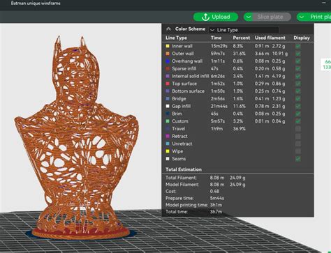 Batman Bust Wireframe 24 Gr No Support By Royke1999 Makerworld Download Free 3d Models
