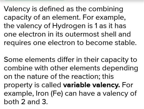 A Explain The Terms Valency And Variable Valencyb How Are The