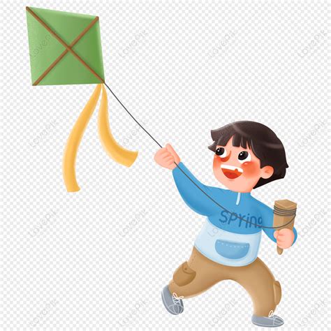 放風箏psd圖案素材免費下載，可愛卡通圖片，尺寸2000 × 2000px Lovepik
