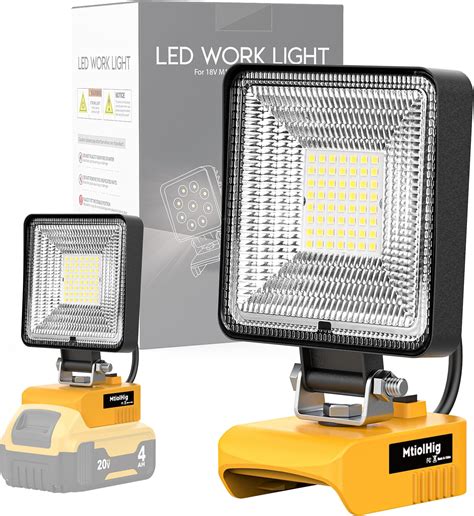 Cordless Led Work Flood Light Compatible With Dewalt 20v Max Battery