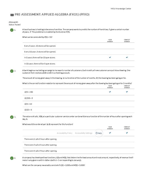 Applied Algebra Pre Test Pre Assessment Applied Algebra Fxo1 Pfxo
