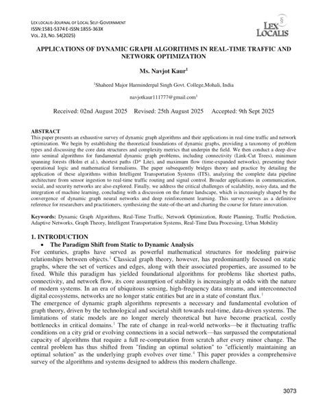 Pdf Applications Of Dynamic Graph Algorithms In Real Time Traffic And