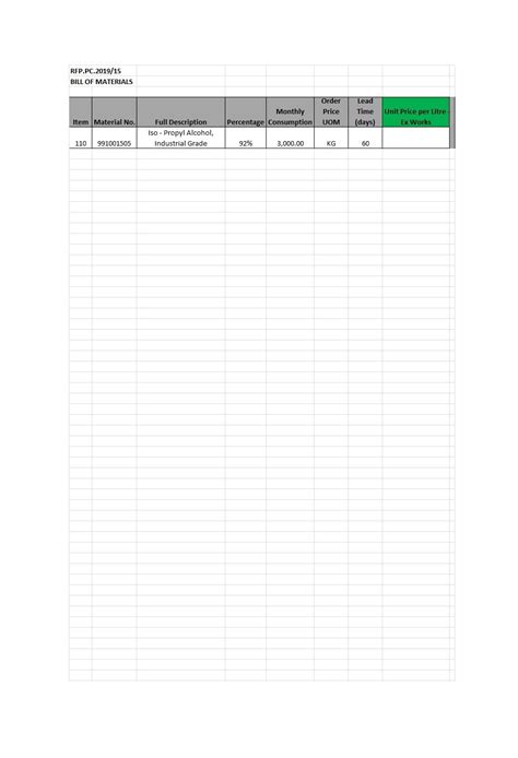 48 Free Bill Of Material Templates Excel And Word Templatelab