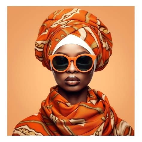 Premium Photo A Woman Wearing Orange Sunglasses And Head Wrap