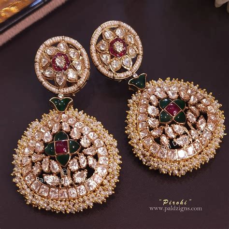 Pirohi Moissanite Polki Earrings Polki Earrings Moissanite Jewelry
