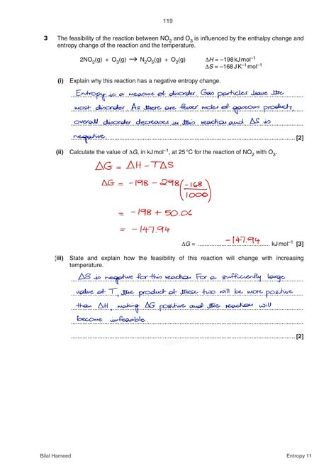 Solution Entropy Worksheet A Level Studypool
