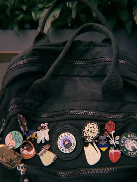My Pin Collection June 2023 Backpack With Pins Aesthetic Black