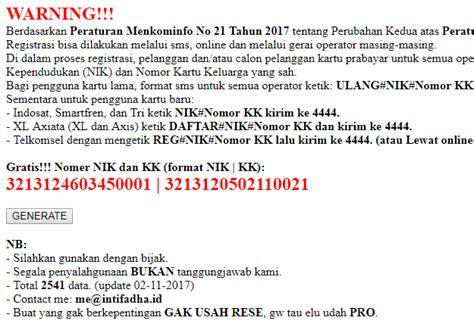 Kumpulan Nomor Nik Dan Kk Generator Terbaru Revesery