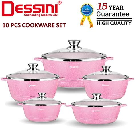 Dessini Italy 10 Pcs Casserole Die Cast Aluminium Non Stick Pot Bowl