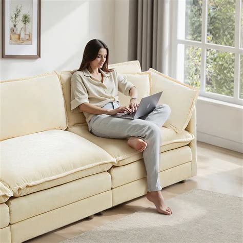 Kerdom Loveseat Sofa Modular Sectional Sofa Small Couch With 2 Ottomans And Pillows For Small