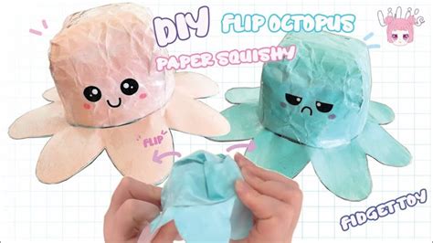 Diy Paper Squishy Flip Octopus Fidget Toy Step By Step Tutorial With