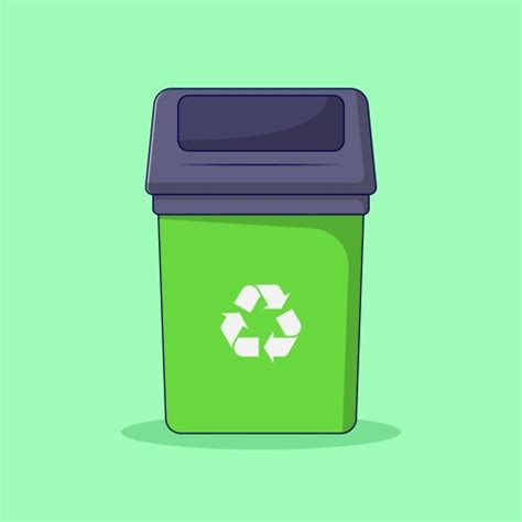 Recycle Bin Trash Can Garbage Flat Cartoon Vector Image