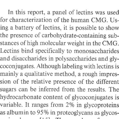 Results Lectin Binding Specificity And Intensity In The Cmg Lectifirs
