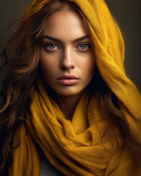Premium Ai Image A Girl With A Yellow Scarf