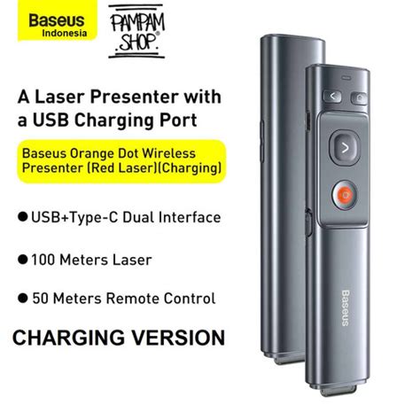 Jual Baseus Orange Dot Wireless Red Laser Pointer Charging Type C Usb Kab Tangerang Pampam