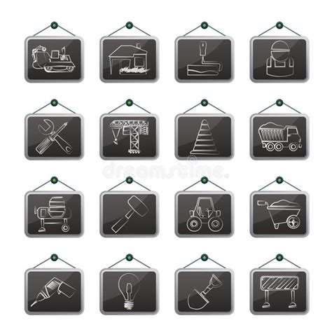 Iconos Del Edificio Y De La Construcción Ilustración Del Vector Ilustración De Negocios Pala