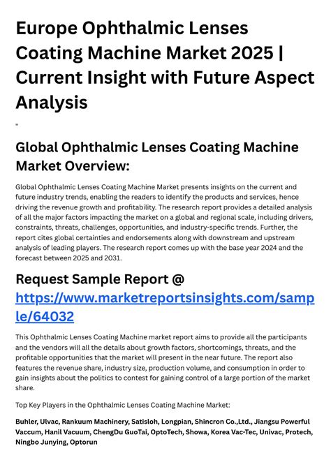 Europe Ophthalmic Lenses Coating Machine Market 2025 Current Insight