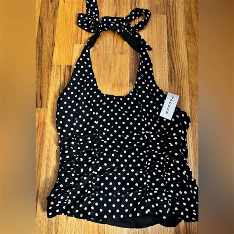 Pacsun Tops Pacsun Black And White Polka Dot Halter Top Poshmark