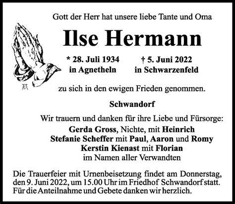 Traueranzeigen Von Ilse Hermann Mittelbayerische Trauer