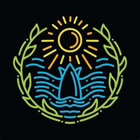 Premium Vector Colorful Monoline Surf Wave