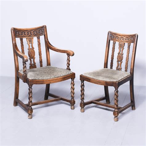 Antique Set Of 8 Solid Oak Dining Chairs Antiquescouk