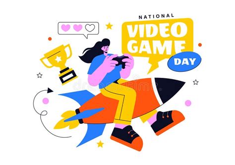 National Video Game Day Vector Illustration Featuring A Modern Game