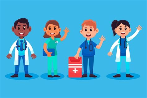Equipo De Profesionales De La Salud Estilo De Dibujos Animados Vector