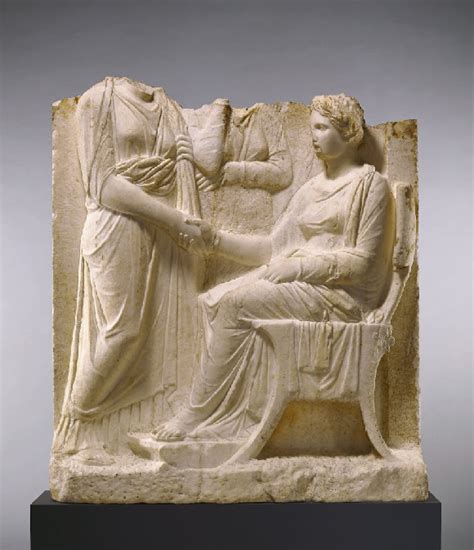 Grave Naiskos Of A Seated Woman With Two Standing Women Classical