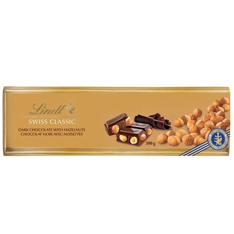Lindt Swiss Classic Dark Chocolate And Hazelnut Bar 300g