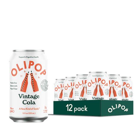 Olipop Prebiotic Soda Pop Vintage Cola High Fiber 12 Fl Oz 12 Pack