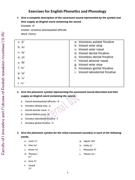 Exercises For English Phonetics And Phonology Pdf Phonetics Human