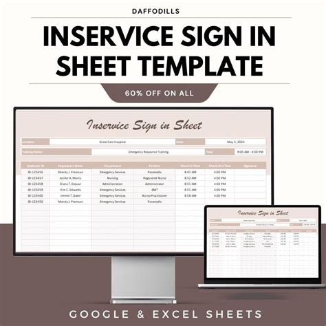 Inservice Sign In Sheet Template Training Attendance Log Employee