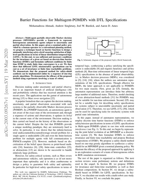 Pdf Barrier Functions For Multiagent Pomdps With Dtl Specifications