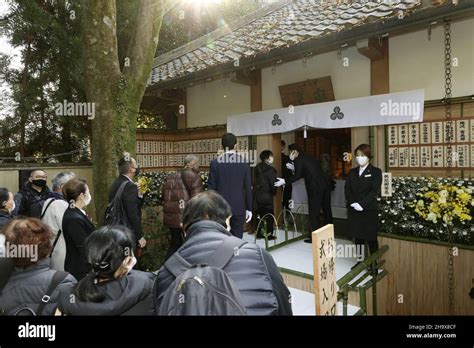 People Arrive At The Home Of The Late Japanese Novelist And Buddhist