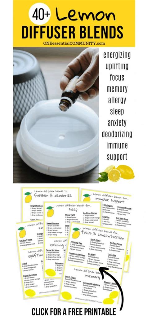 Lemon Diffuser Blends Free Printable Essential Oil Diffuser Recipes