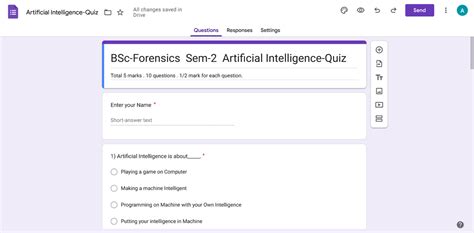 Artificial Intelligence Quiz 10 Questions 12 Mark For Each Question