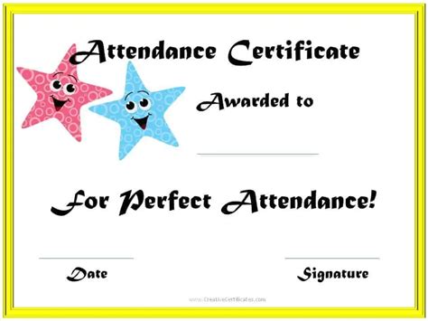 Attendance Certificate Template Free Free Attendance Certificate