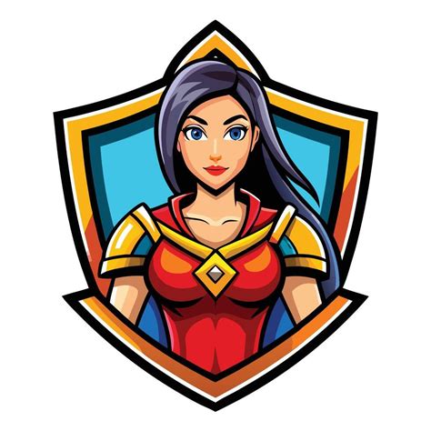 Female Warrior Character Shield Emblem 59267354 Vector Art At Vecteezy