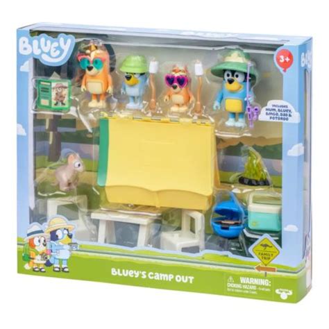 Bluey Camp Out Playset With Bluey Bingo Chilli Bandit And Potoroo