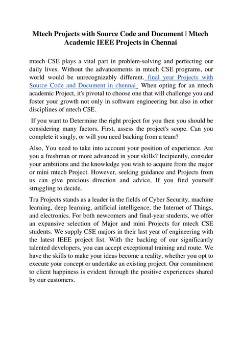 Ppt Mtech Projects With Source Code And Document In Chennai